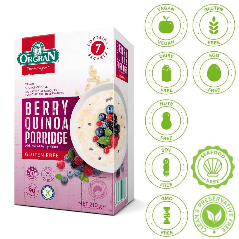 Orgran Quinoa Porridge Berry 210g – GlutenfreeSG