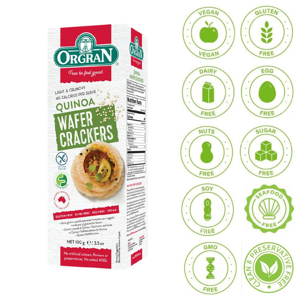 Orgran Multigrain Waffle Cracker with Quinoa 100g – GlutenfreeSG